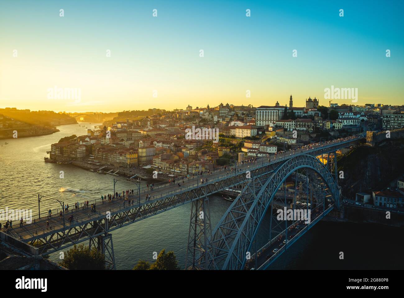 Dom Luiz bridge over river douro at porto in portugal at dusk Stock ...