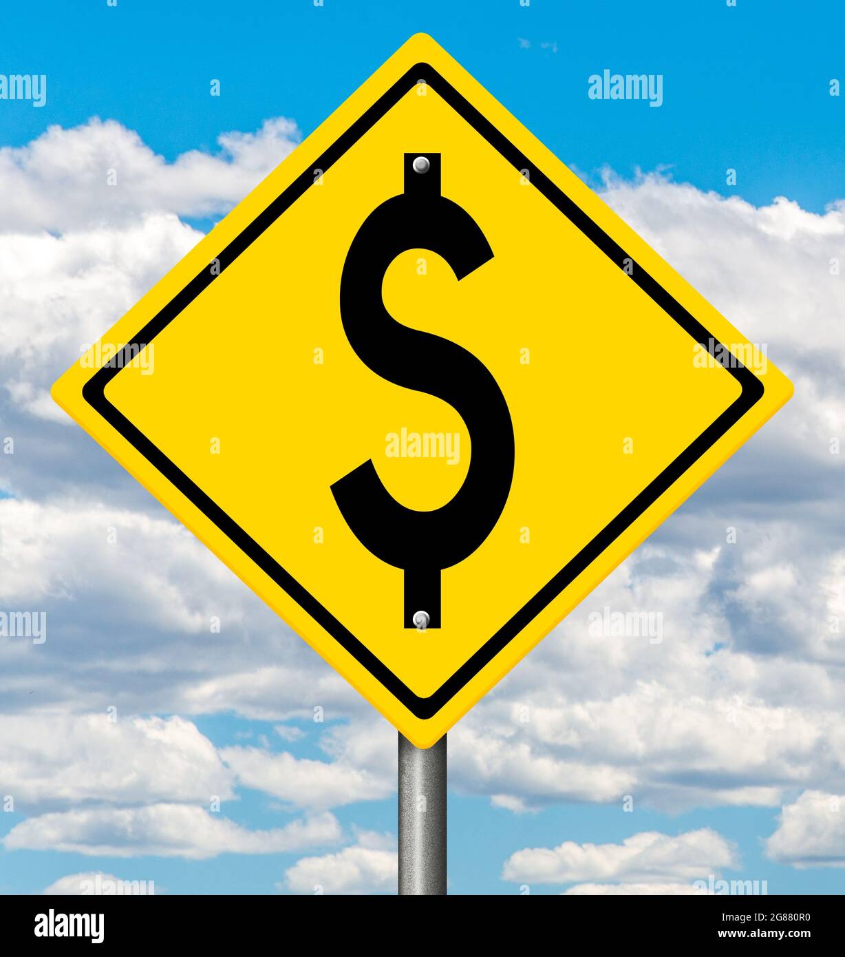 Rendering of a yellow highway sign Stock Photo - Alamy