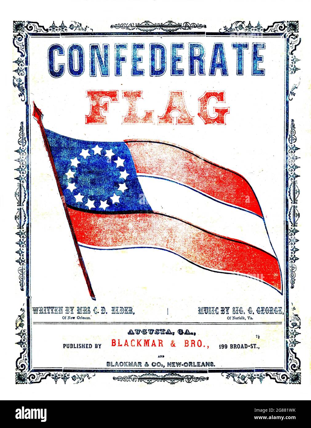 The Confederated Flag, 1861 Confederate sheet music with a color ...