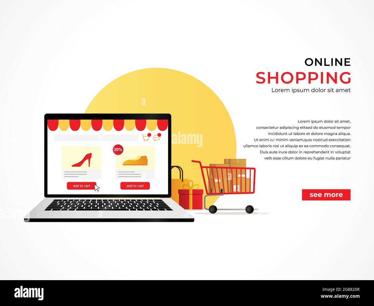 Digital marketing, store, e-commerce shopping concept banner, online ...