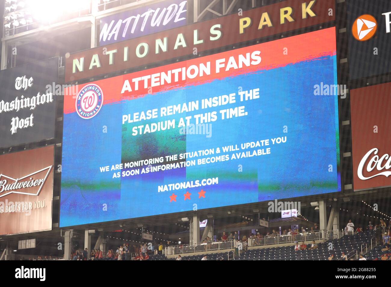 Washington, DC, USA. 17th July, 2021. View of the scoreboard as two ...