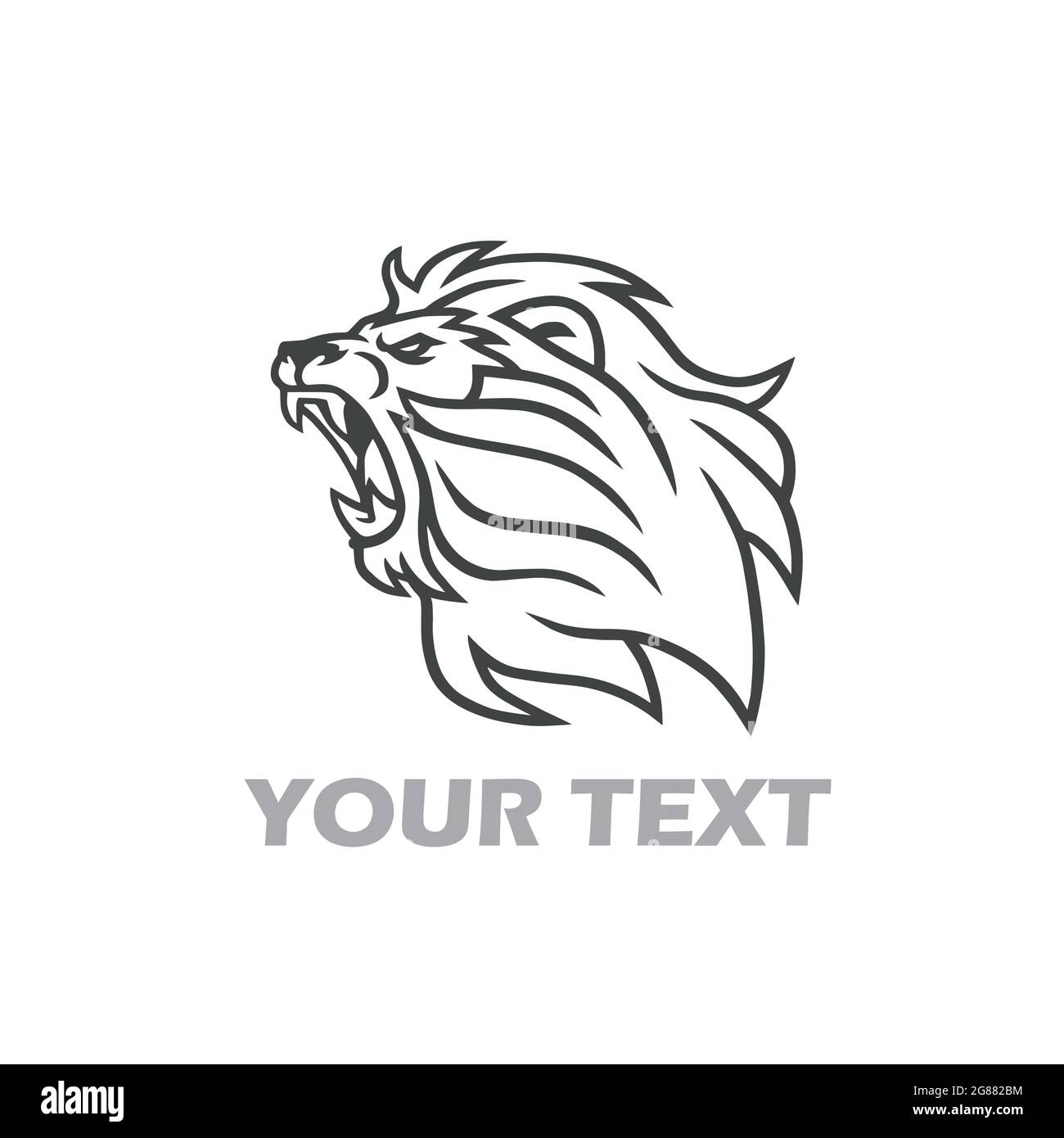 Lion Roaring Logo. Line Art Design Template Vector Illustration Stock ...