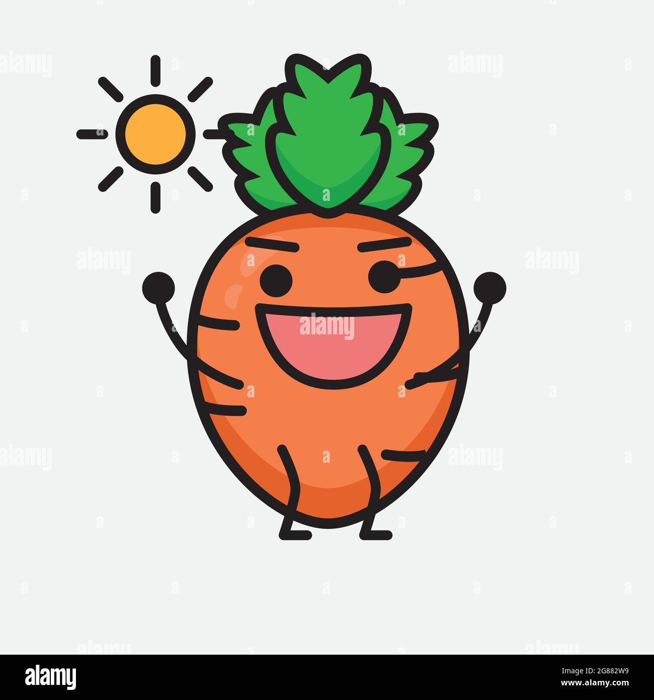 Vector Illustration of Carrot Character with cute face and simple body ...