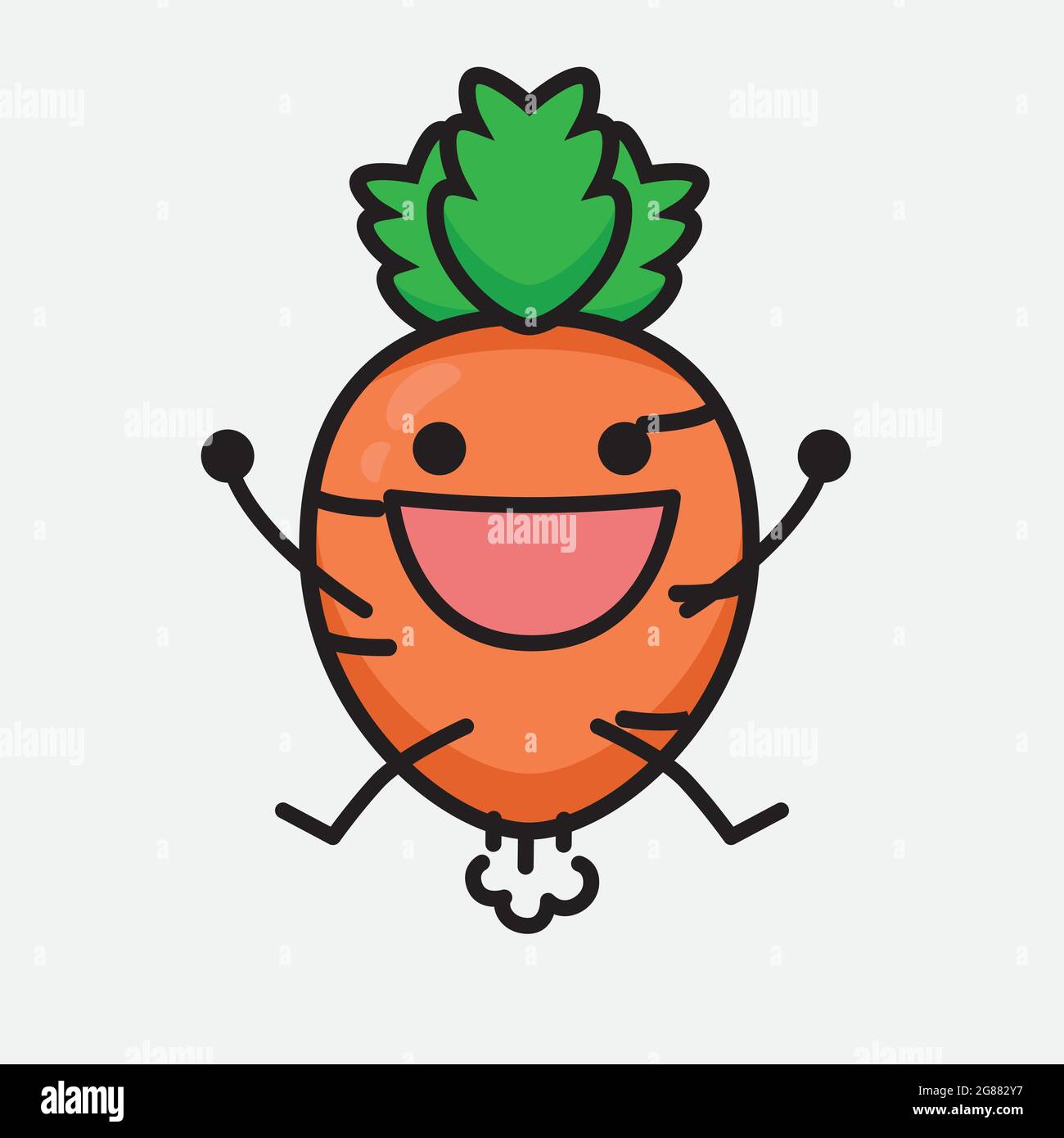 Vector Illustration of Carrot Character with cute face and simple body ...
