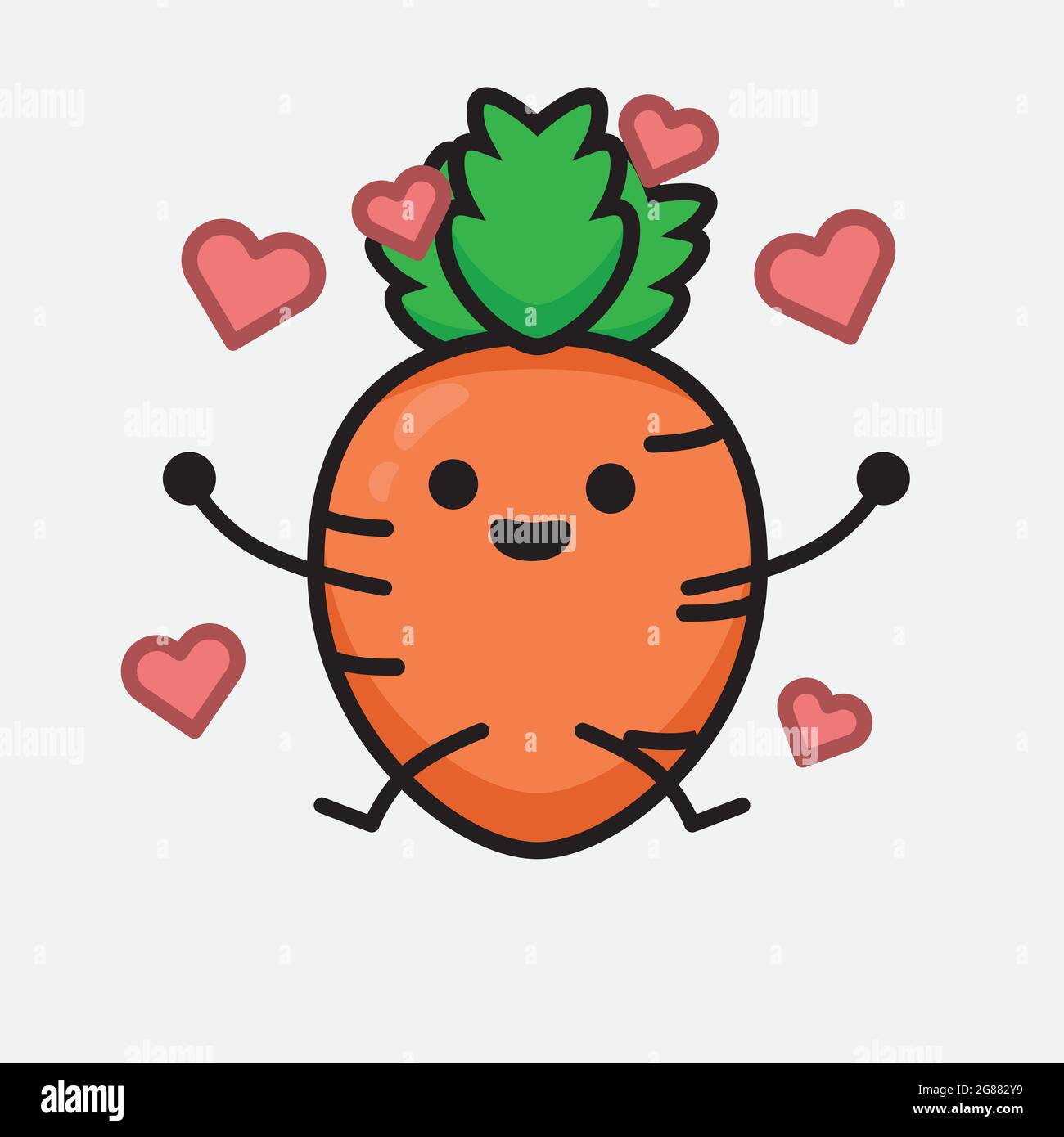 Vector Illustration of Carrot Character with cute face and simple body ...