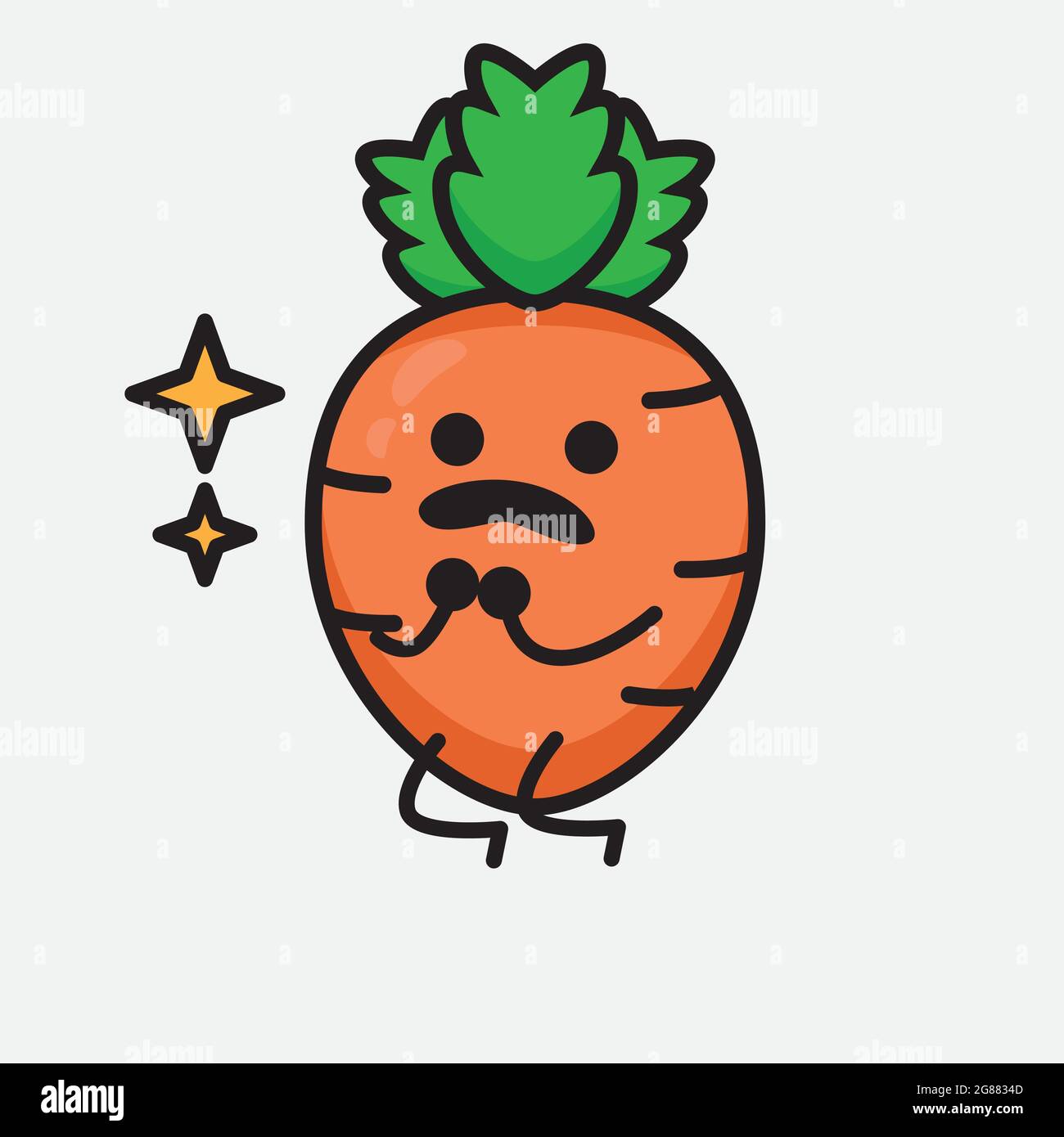Vector Illustration of Carrot Character with cute face and simple body ...