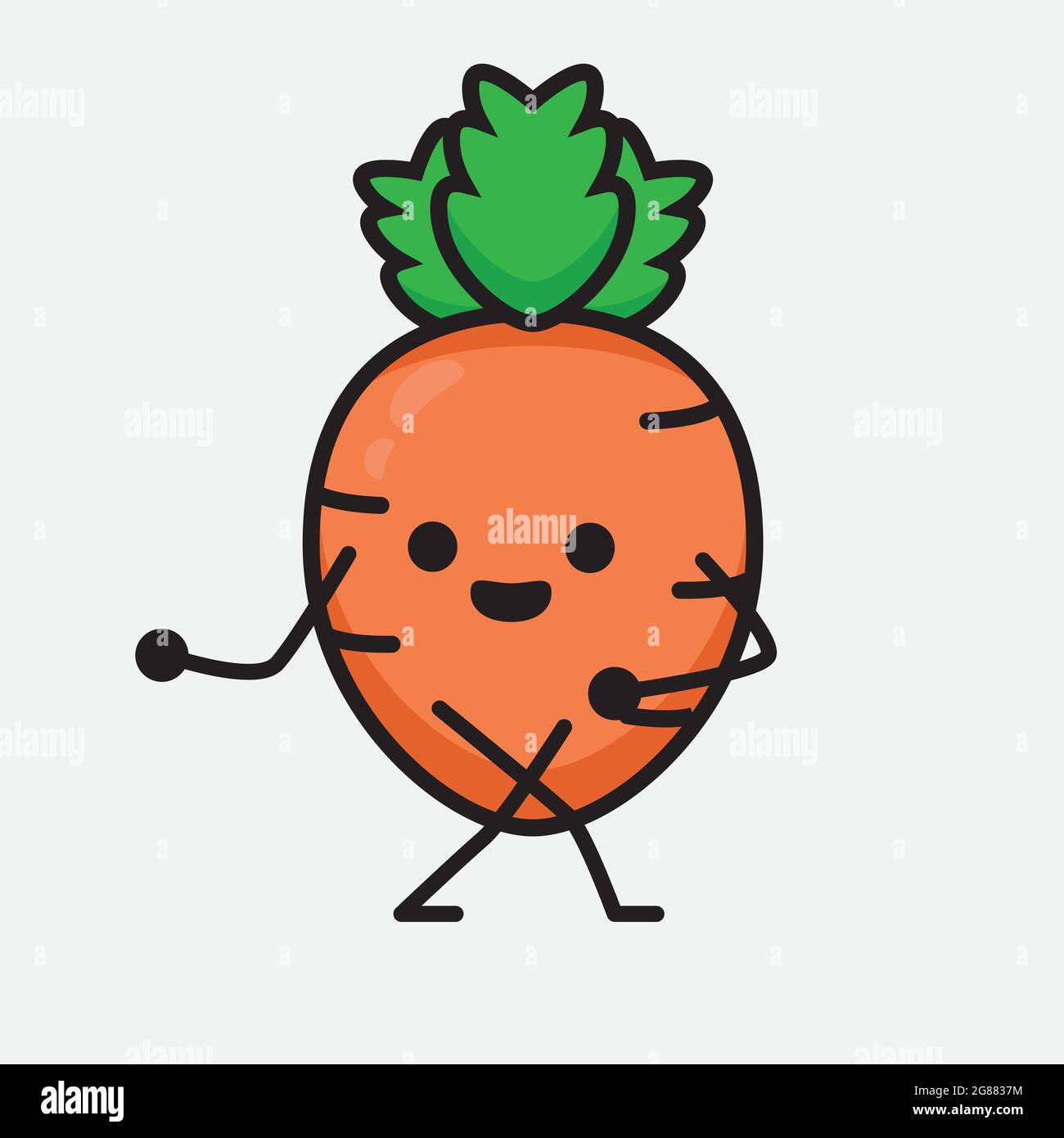 Vector Illustration of Carrot Character with cute face and simple body ...