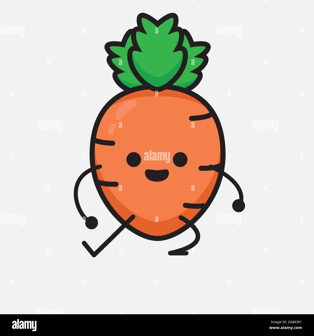 Vector Illustration of Carrot Character with cute face and simple body ...
