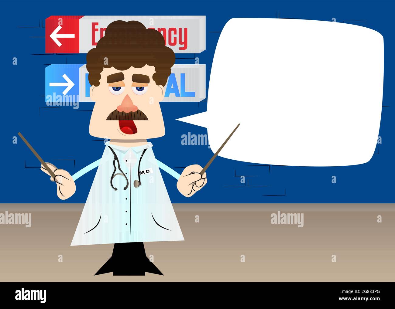 Funny cartoon doctor as an orchestra conductor. Vector illustration ...