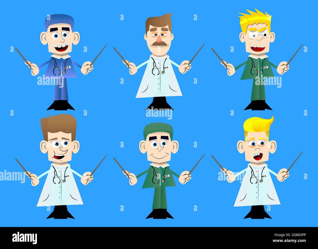 Funny cartoon doctor as an orchestra conductor. Vector illustration ...
