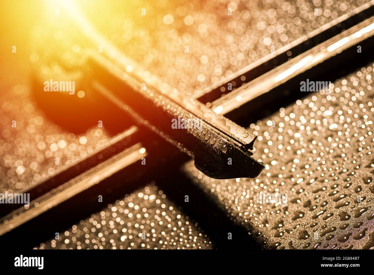 Closeup modern style of car windshield wiper Stock Photo - Alamy
