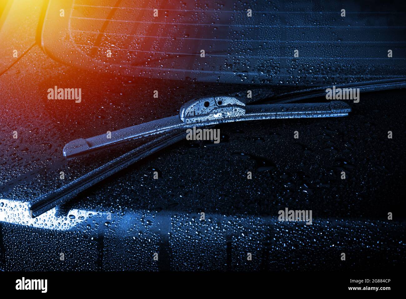 Closeup modern style of car windshield wiper Stock Photo - Alamy