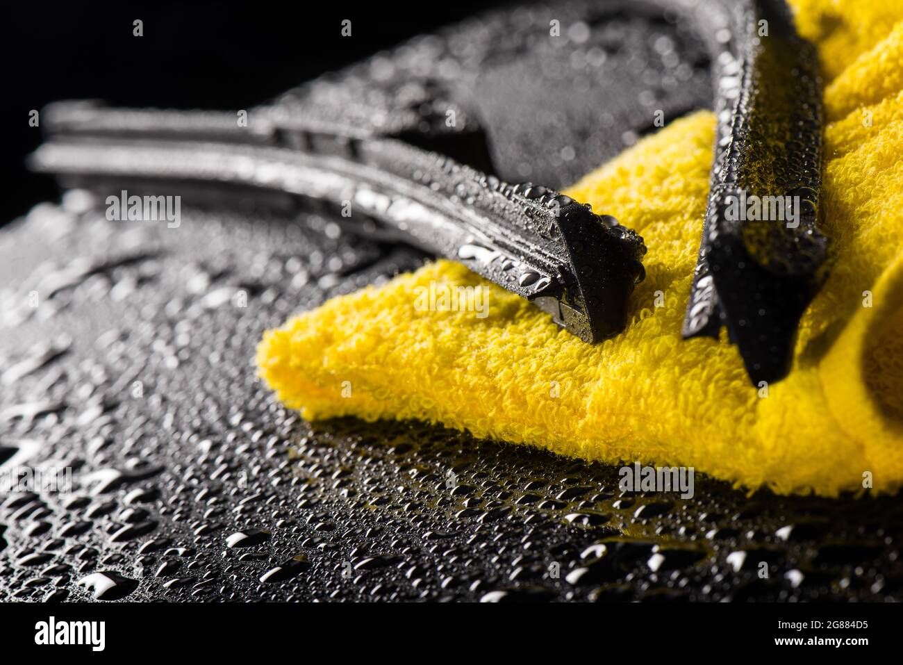 Closeup modern style of car windshield wiper Stock Photo - Alamy