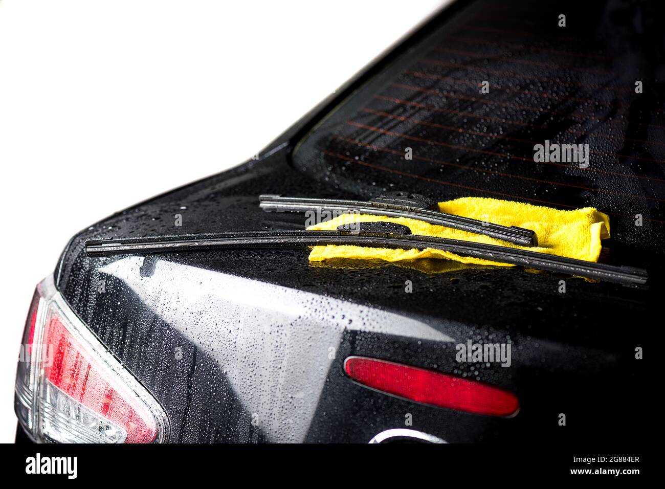 Closeup modern style of car windshield wiper Stock Photo - Alamy