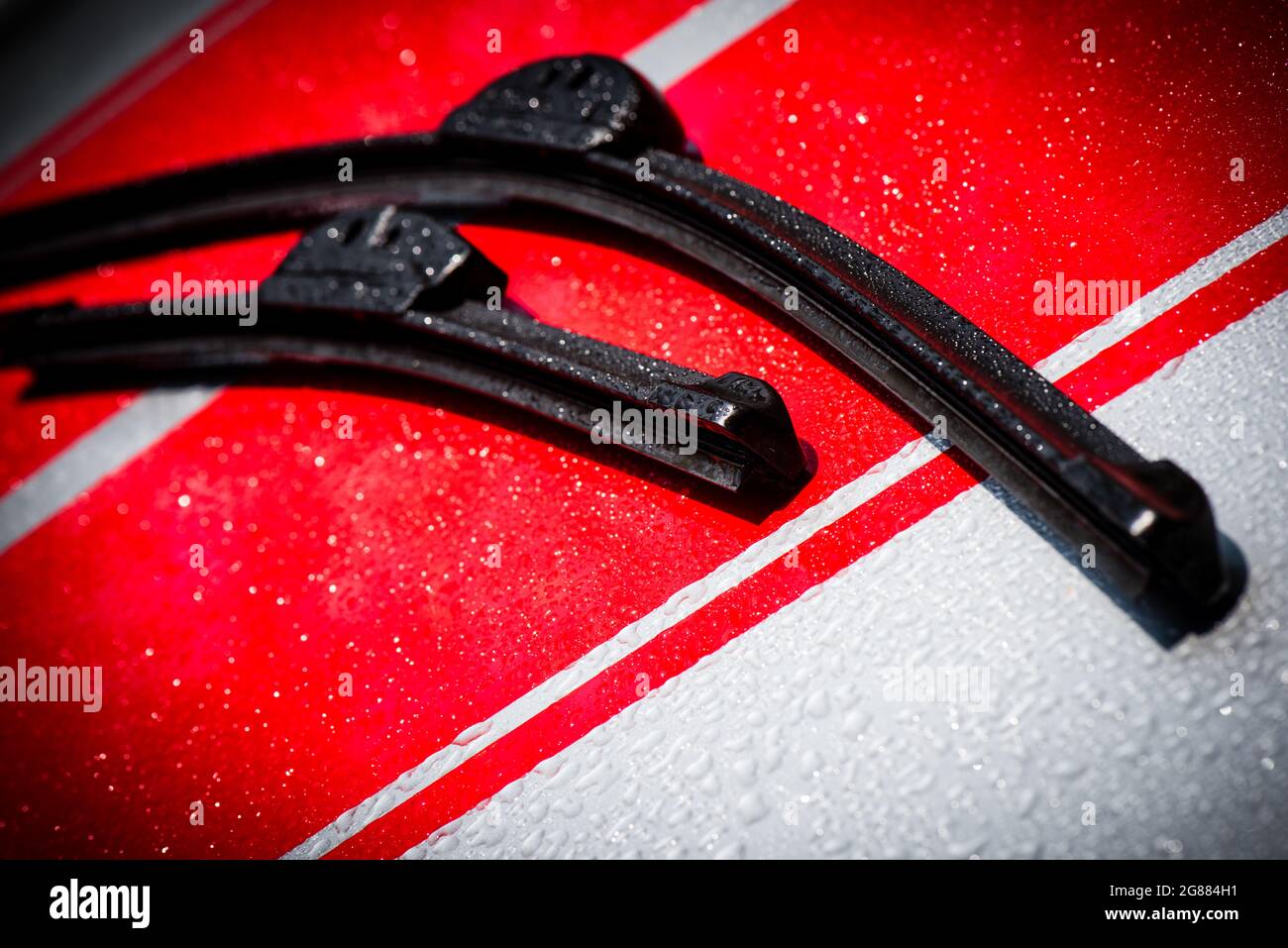 Closeup modern style of car windshield wiper Stock Photo - Alamy