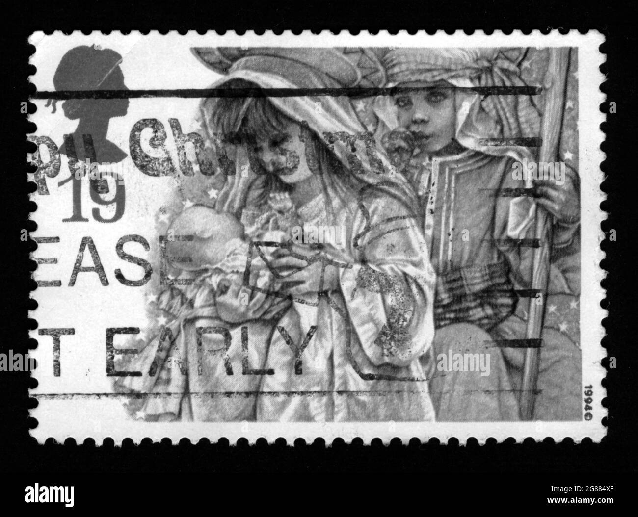 Christmas postage stamp Black and White Stock Photos & Images - Alamy