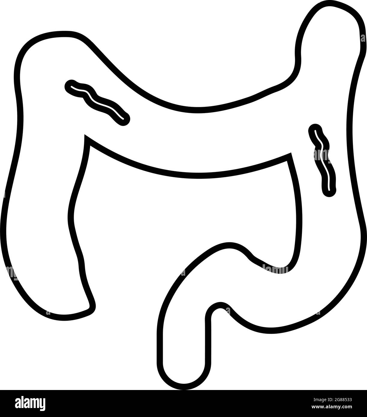 Bowel, colon, proctology icon is isolated on white background. Use for ...