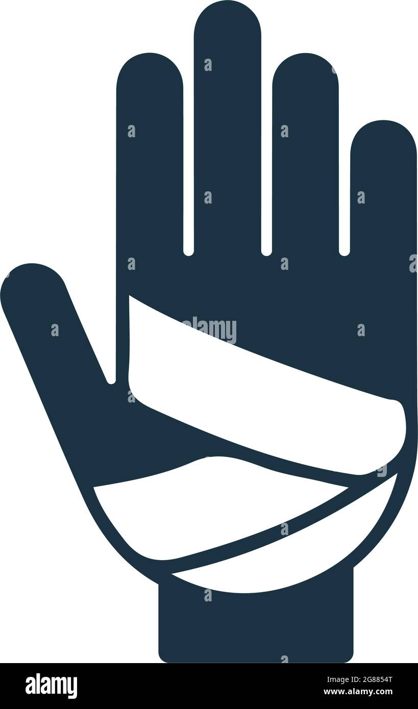 Bandaged hand, injury icon is isolated on white background. Use for ...