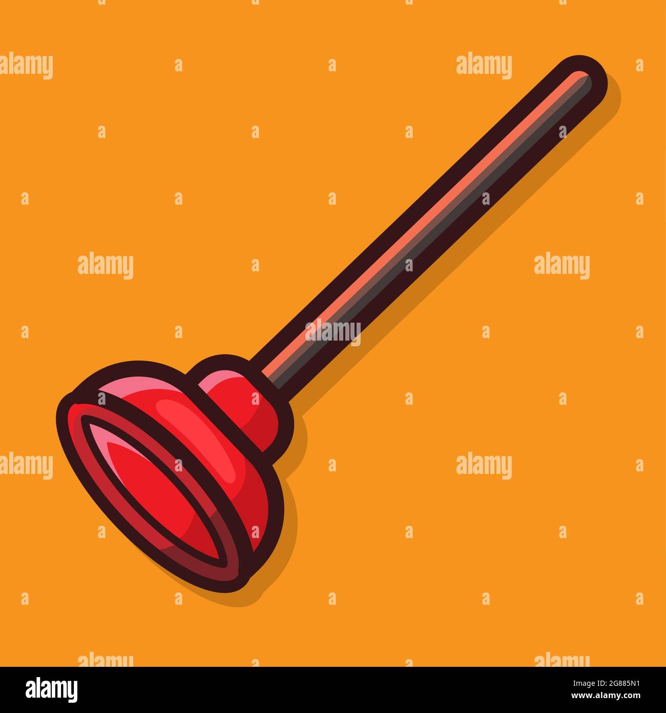 red cup plumber rubber bathroom tool isolated vector illustration in ...