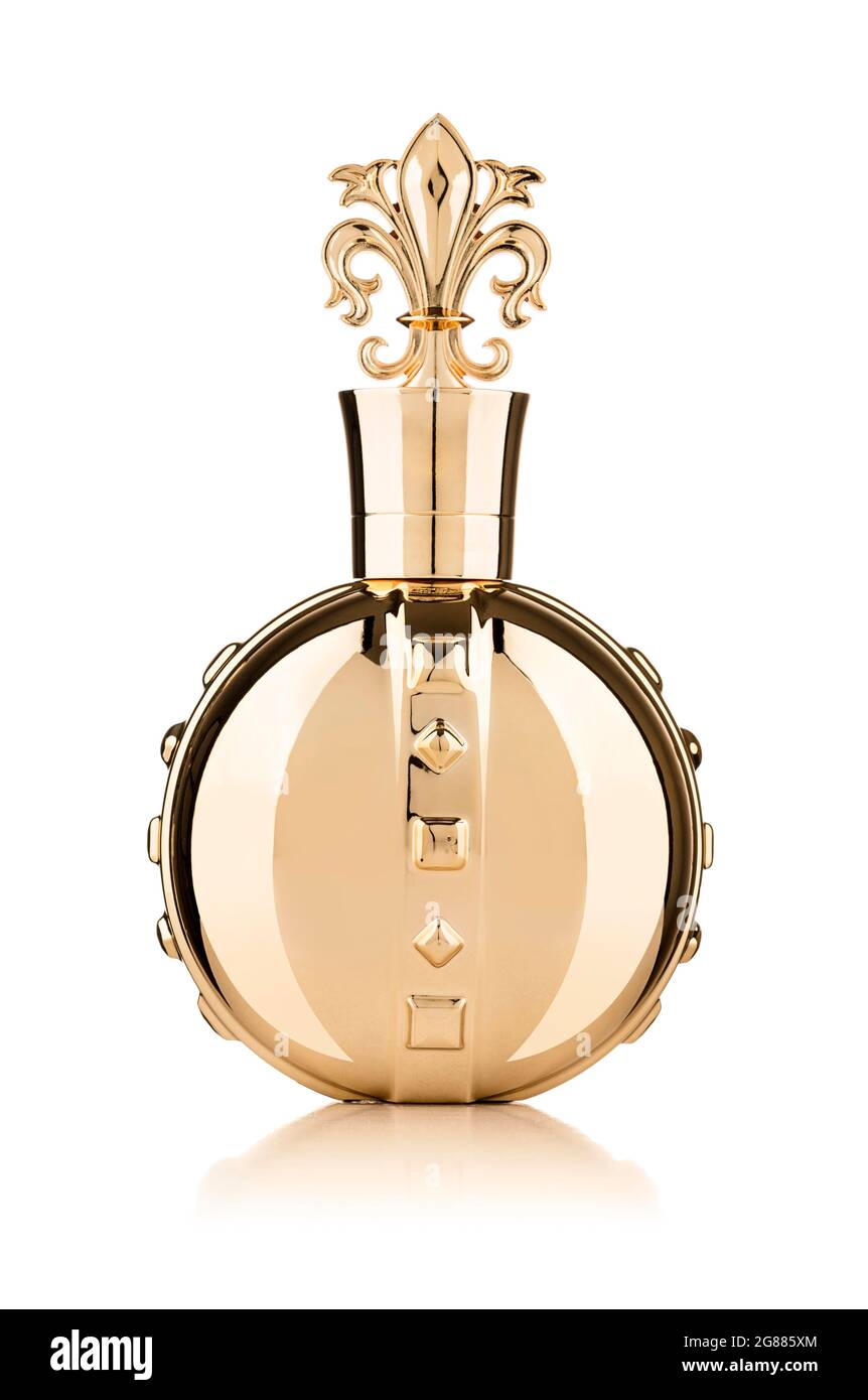 Elegant design glass jar of perfume isolated on white background Stock ...