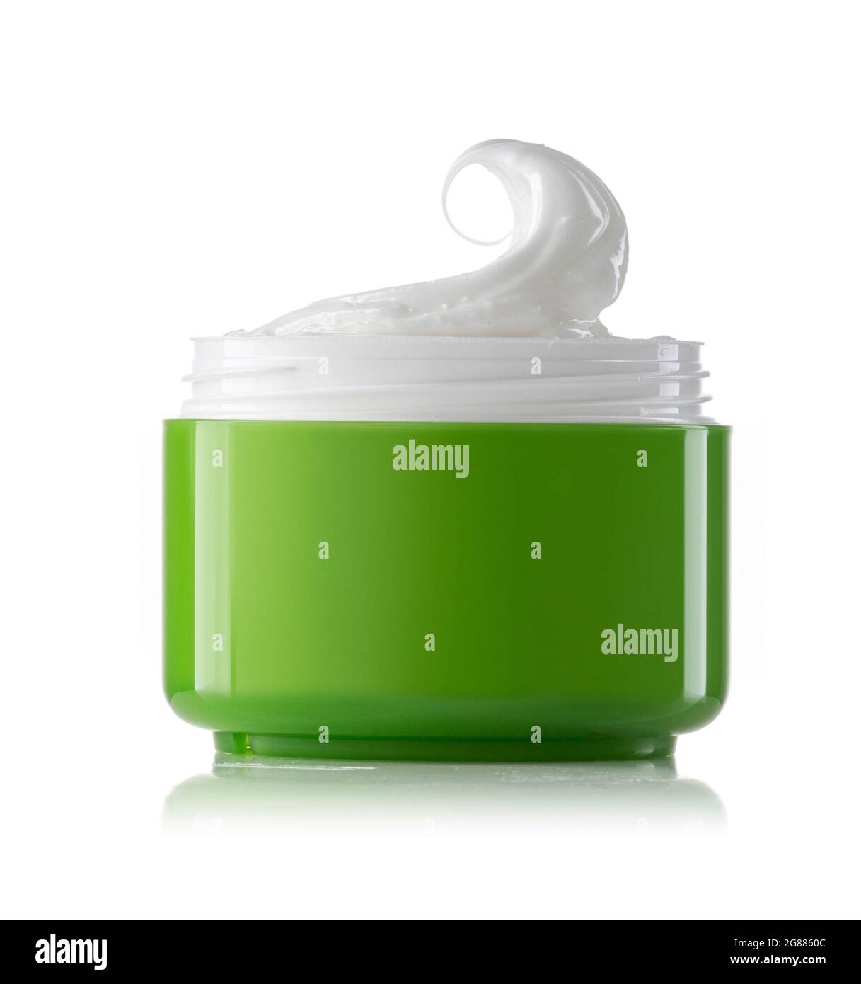 Light green jar with cream isolated on white background Stock Photo - Alamy
