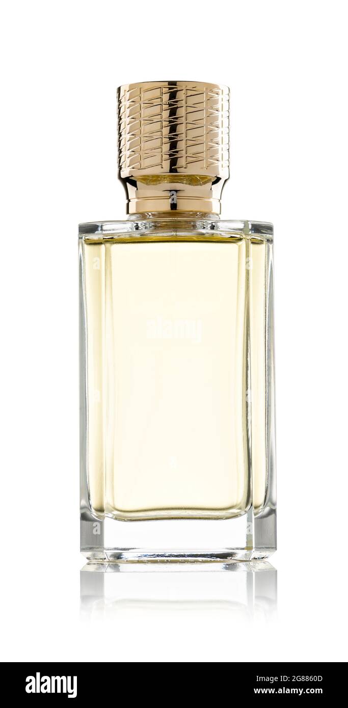 Elegant design glass jar of perfume isolated on white background Stock ...