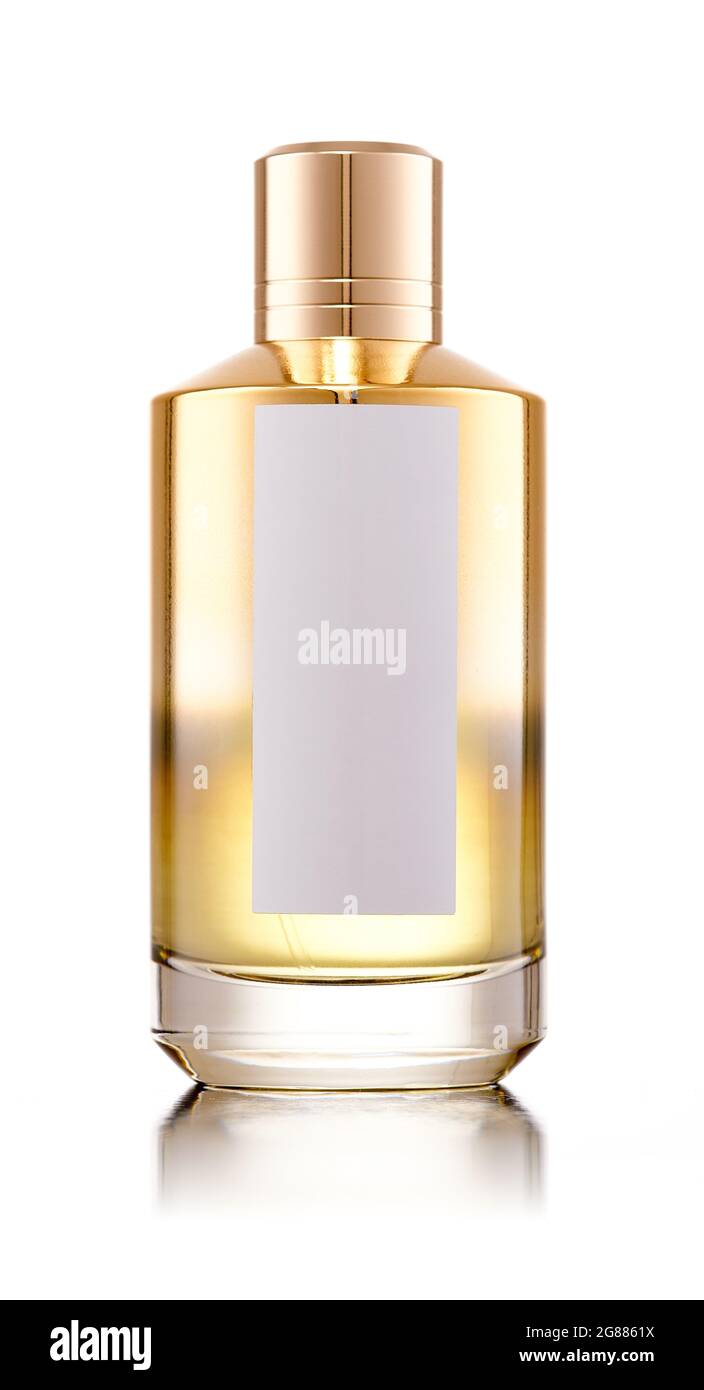 Elegant design glass jar of perfume isolated on white background Stock ...
