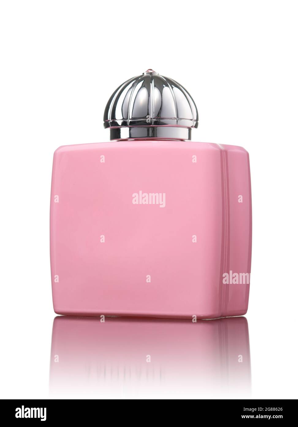 Elegant design perfume jar in gentle pink color isolated on white ...