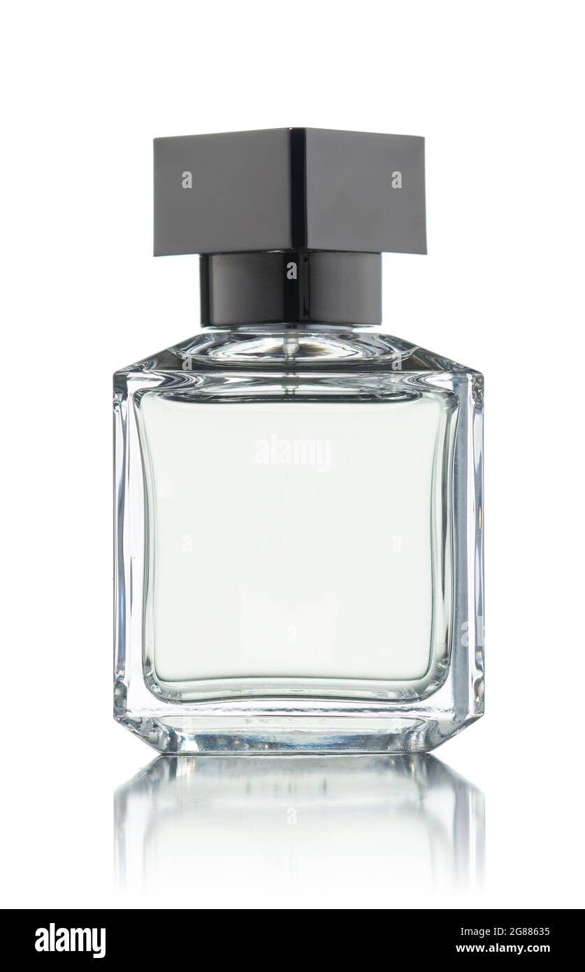 Elegant design glass jar of perfume isolated on white background Stock ...