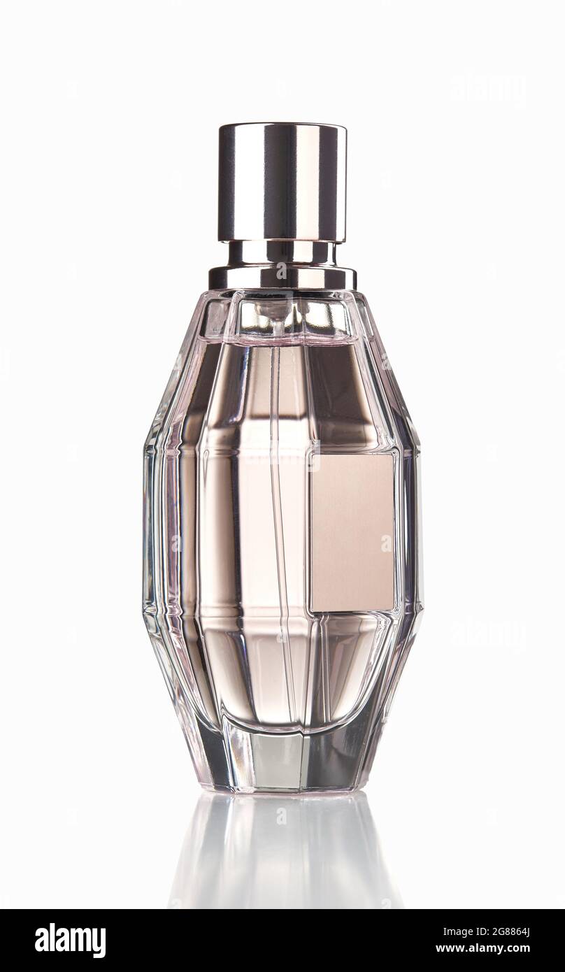 Elegant design glass jar of perfume isolated on white background Stock ...