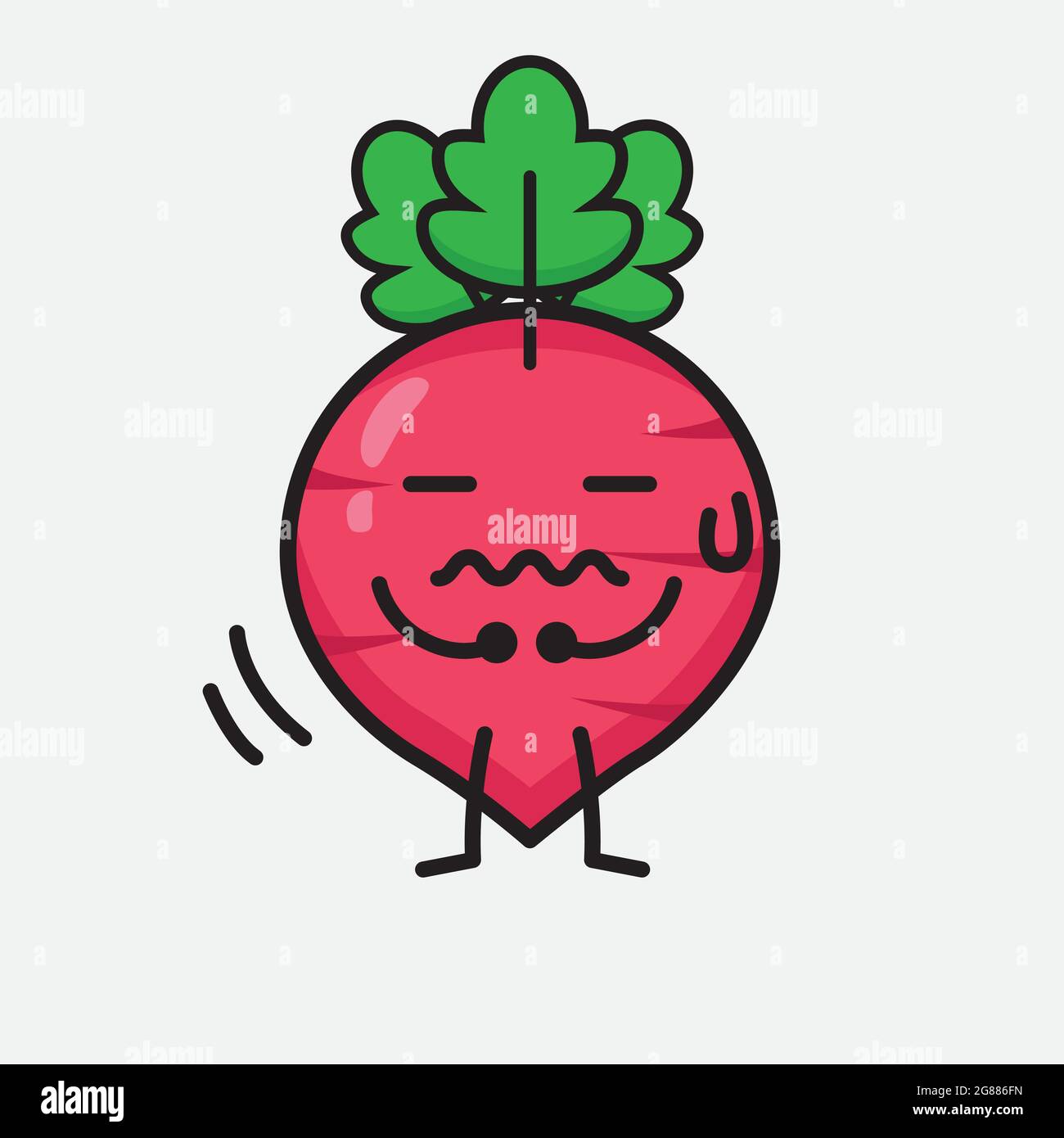 Vector Illustration of Red Radish Character with cute face and simple ...