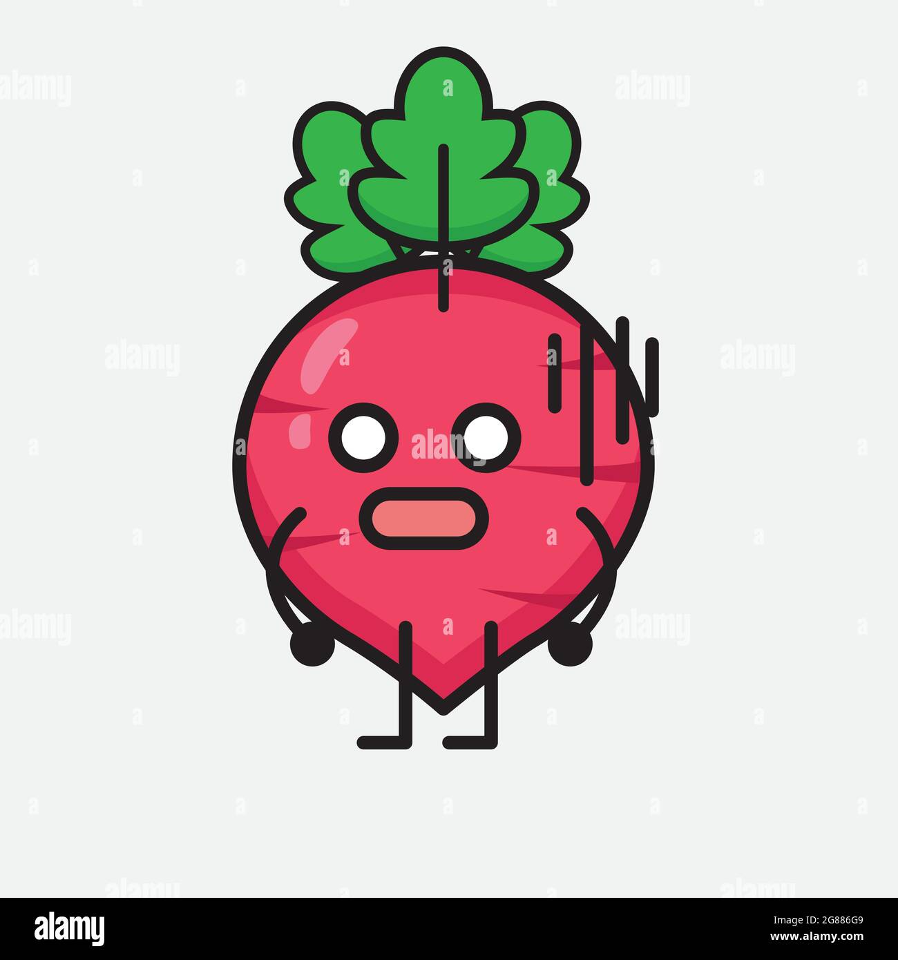 Vector Illustration of Red Radish Character with cute face and simple ...