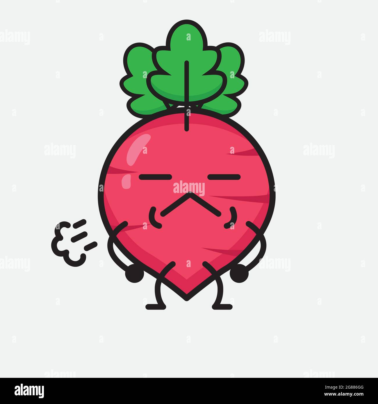 Vector Illustration of Red Radish Character with cute face and simple ...