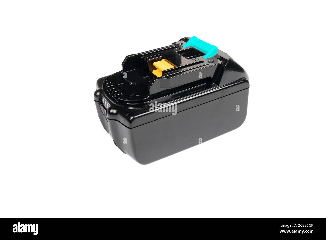 Black lithium-ion battery isolated on white background. Lithium ...