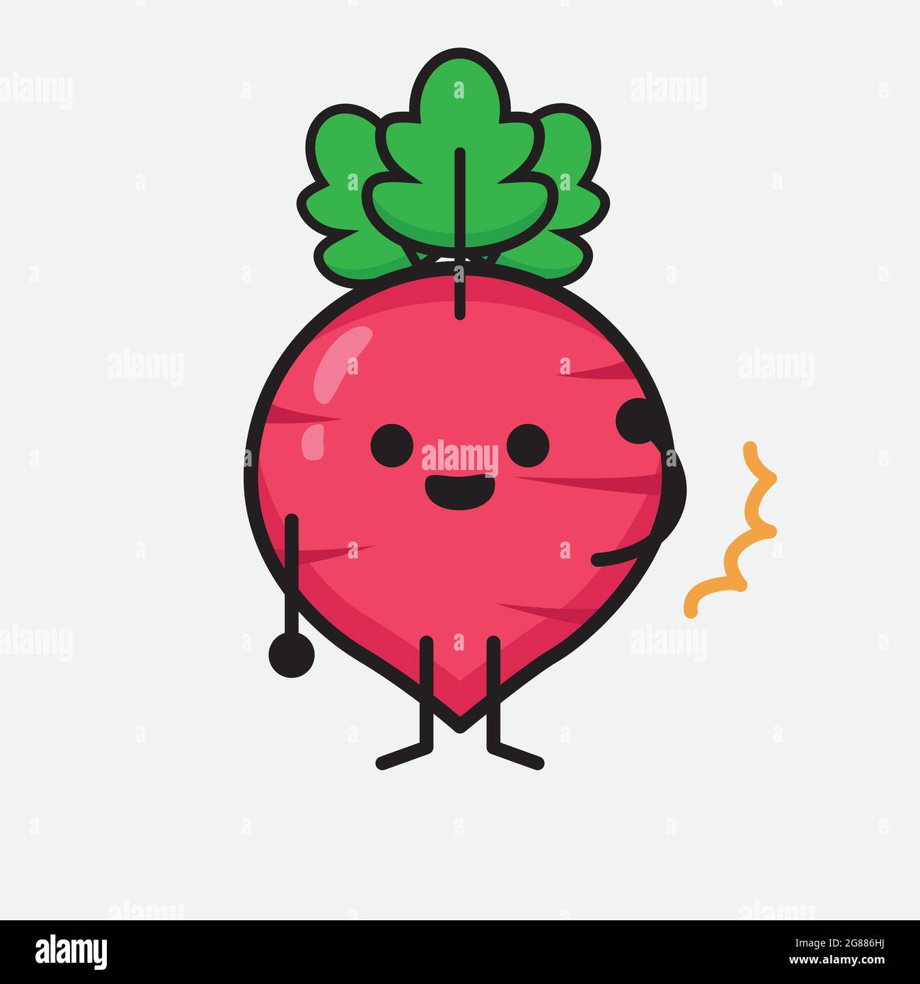 Vector Illustration of Red Radish Character with cute face and simple ...
