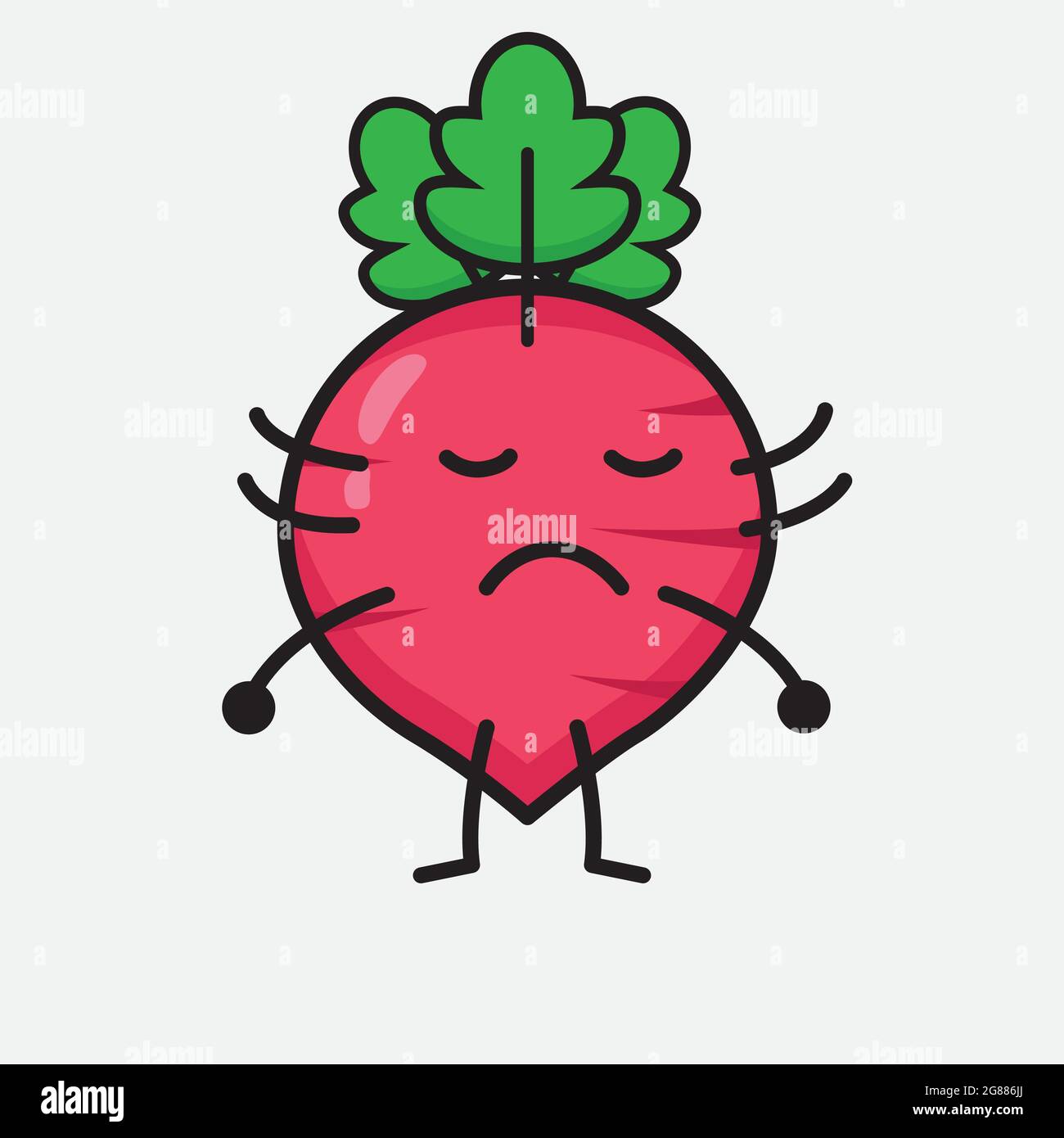 Vector Illustration of Red Radish Character with cute face and simple ...