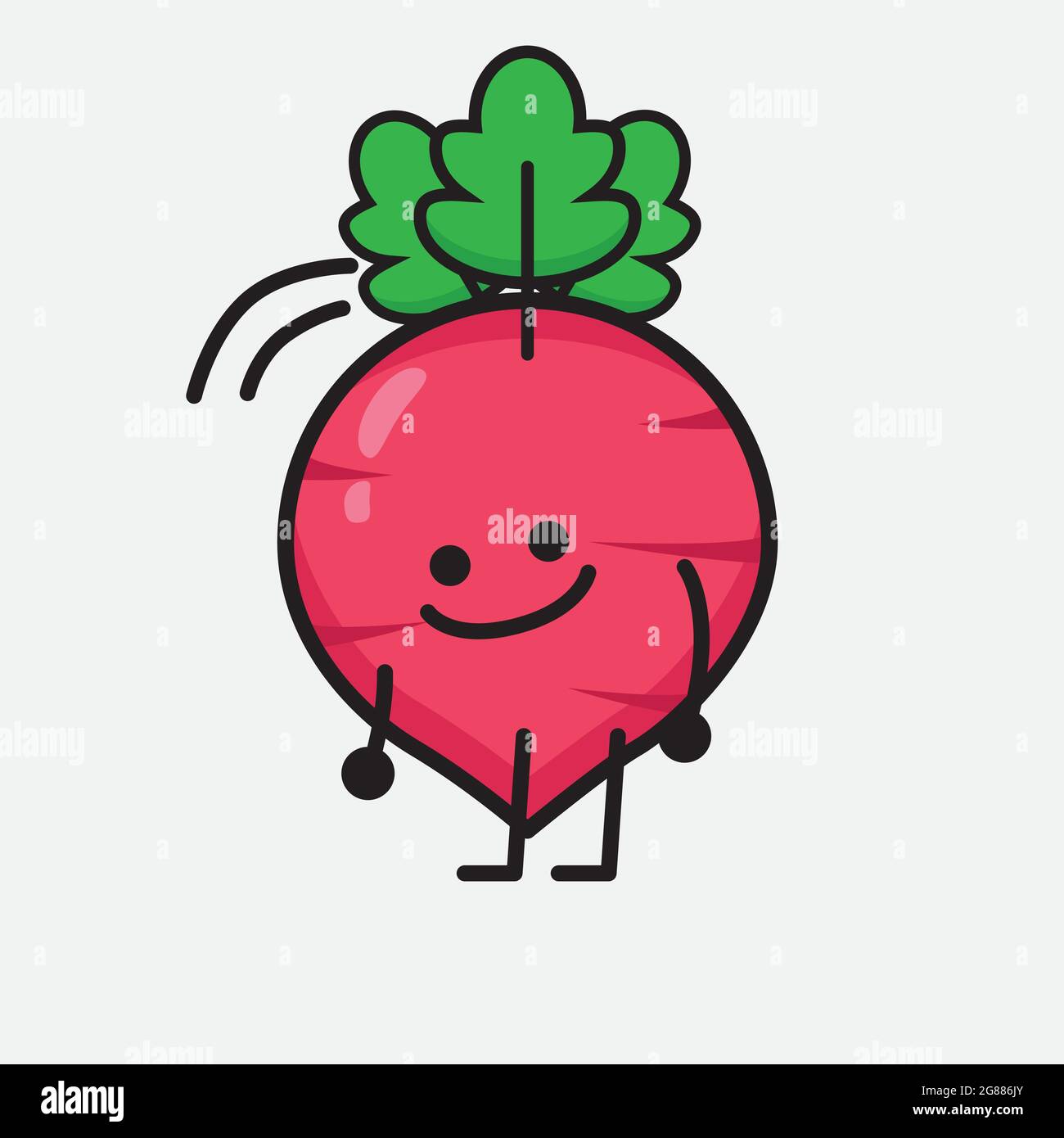 Vector Illustration of Red Radish Character with cute face and simple ...