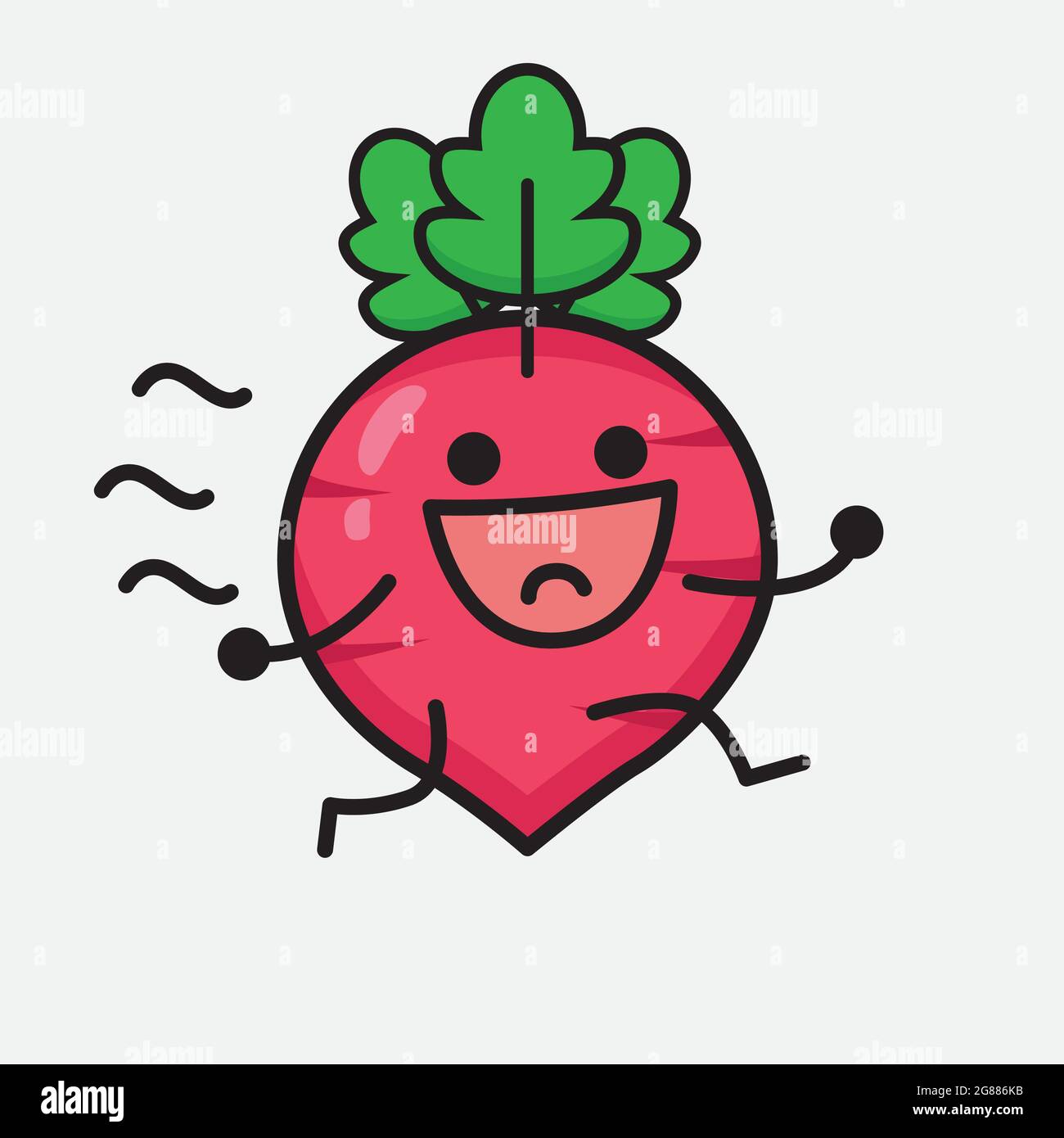 Vector Illustration of Red Radish Character with cute face and simple ...