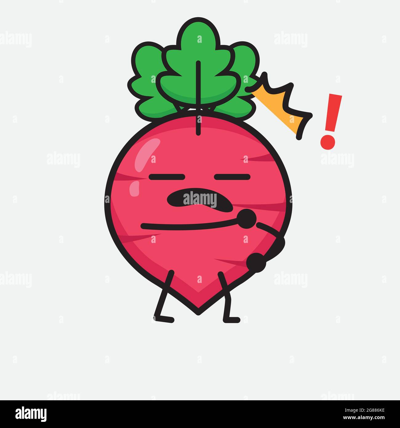 Vector Illustration of Red Radish Character with cute face and simple ...