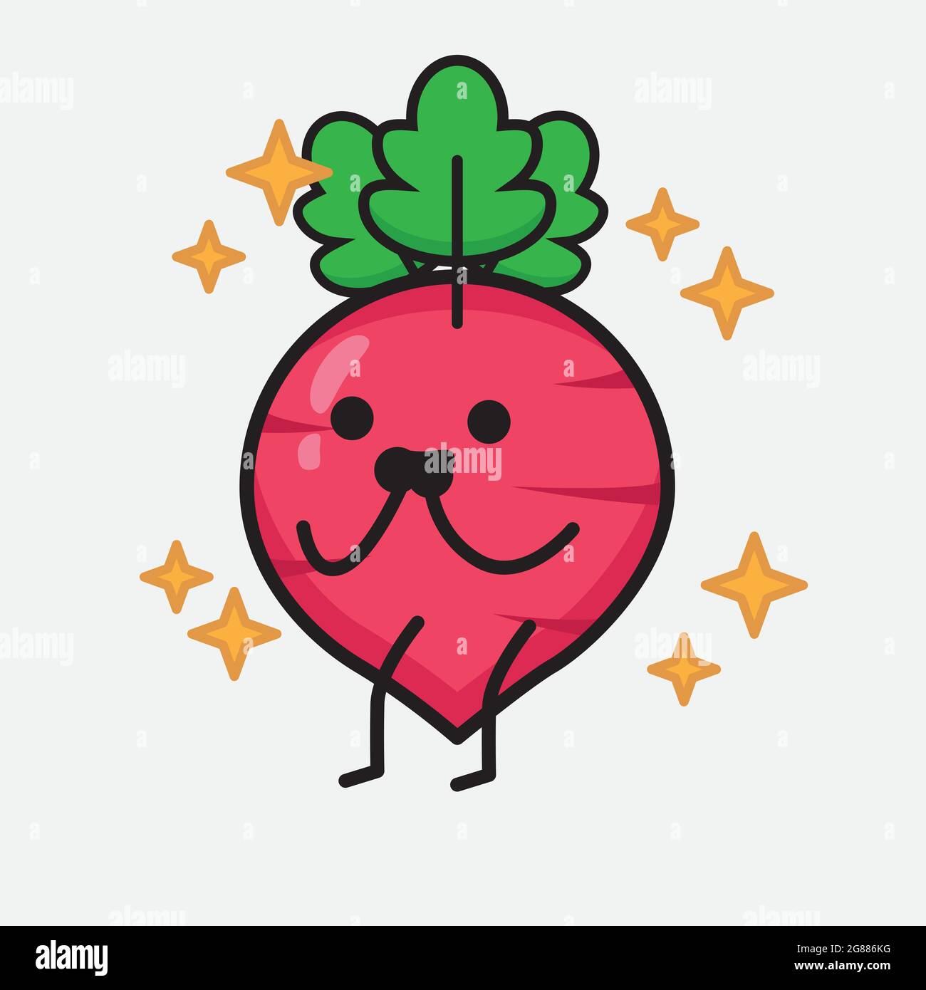 Vector Illustration of Red Radish Character with cute face and simple ...