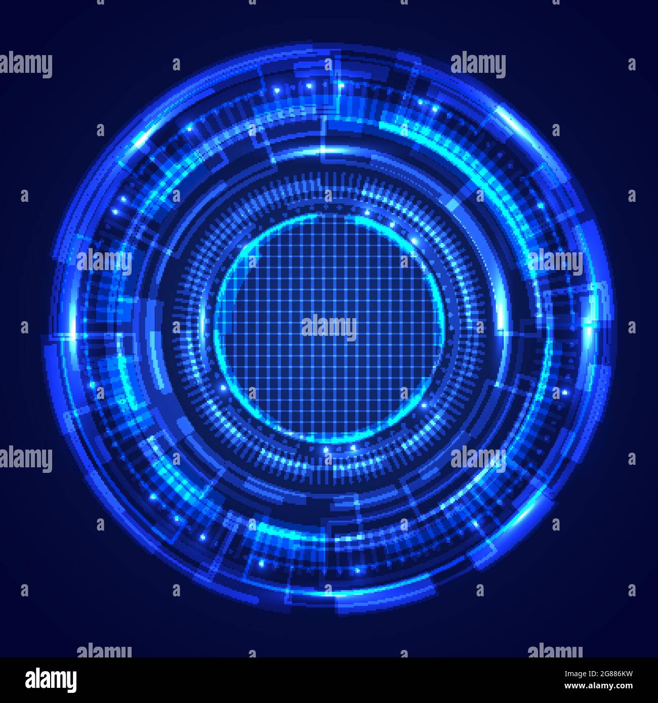 Abstract blue circles HUD screen system technology futuristic ...