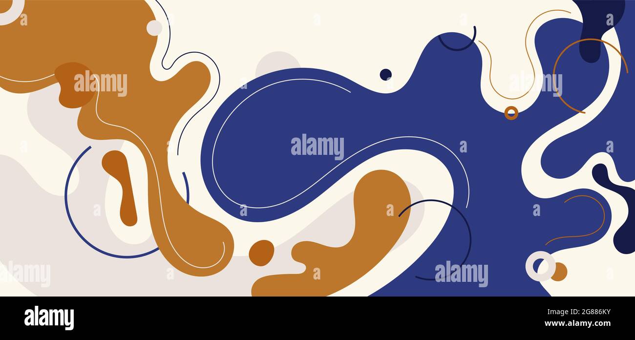 Abstract trendy organic shape composition amorphous forms and lines ...