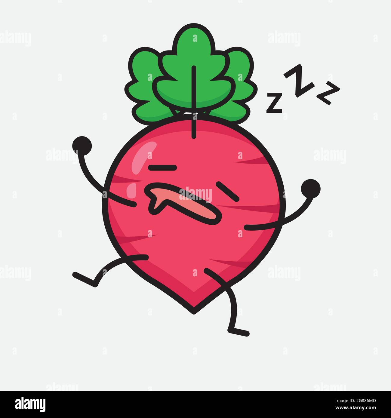 Vector Illustration of Red Radish Character with cute face and simple ...