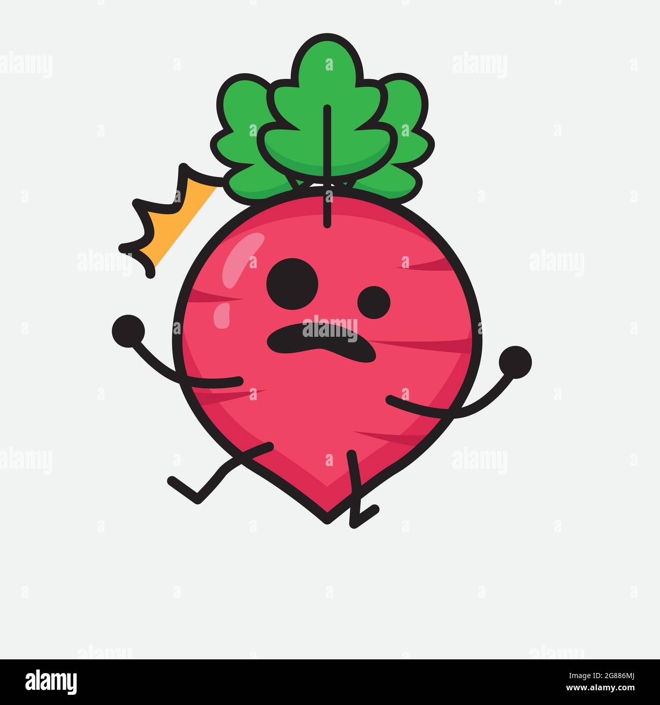 Vector Illustration of Red Radish Character with cute face and simple ...