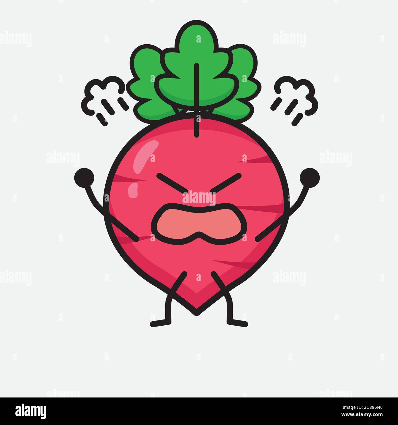 Vector Illustration of Red Radish Character with cute face and simple ...