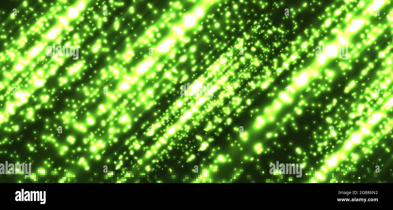 Abstract technology futuristic green magic particles lines light ...