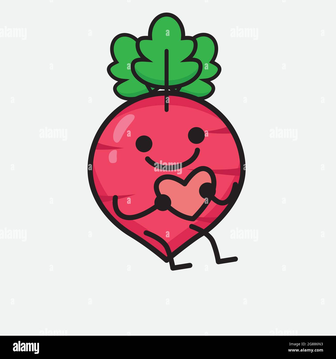 Vector Illustration of Red Radish Character with cute face and simple ...