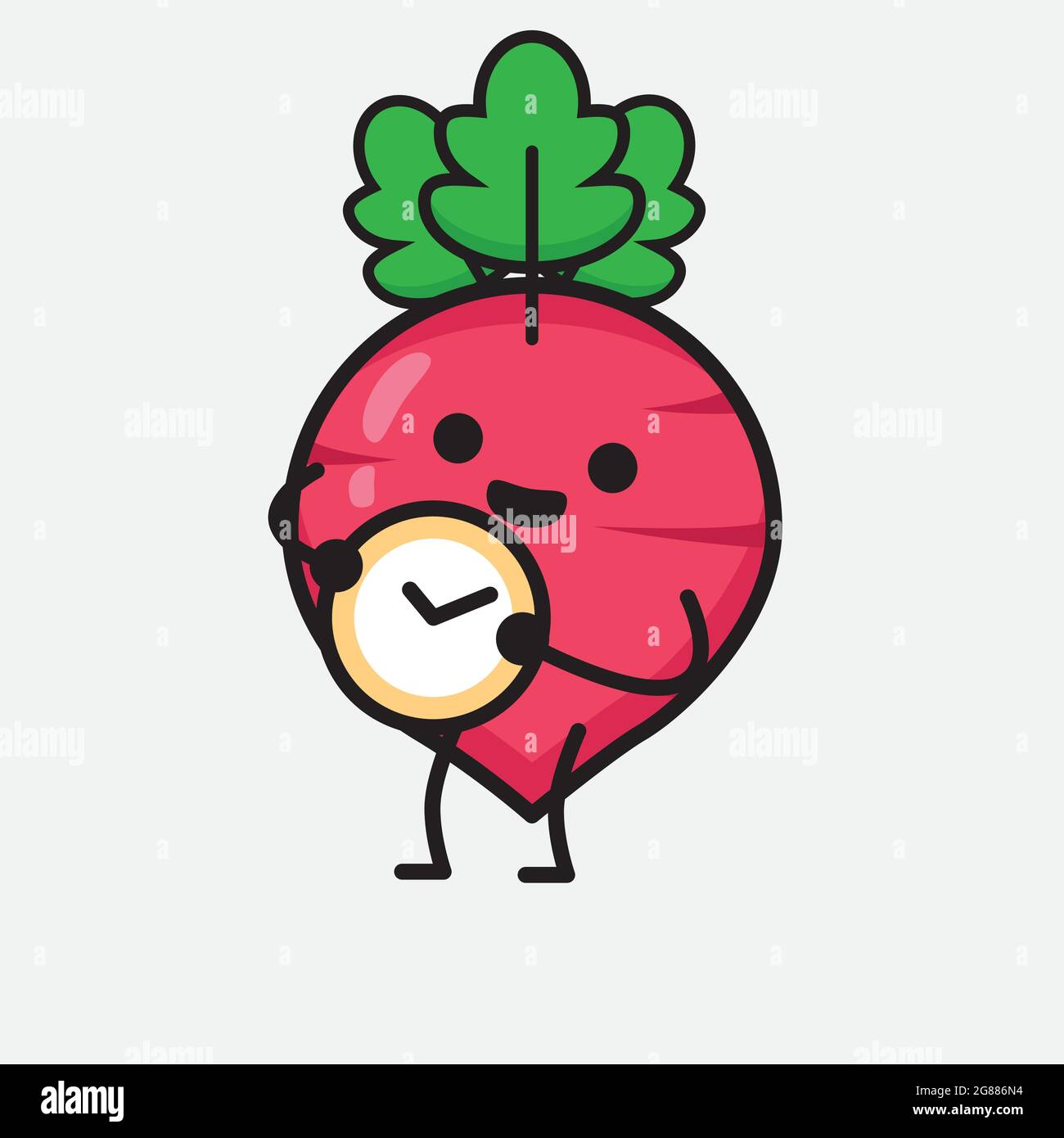 Vector Illustration of Red Radish Character with cute face and simple ...