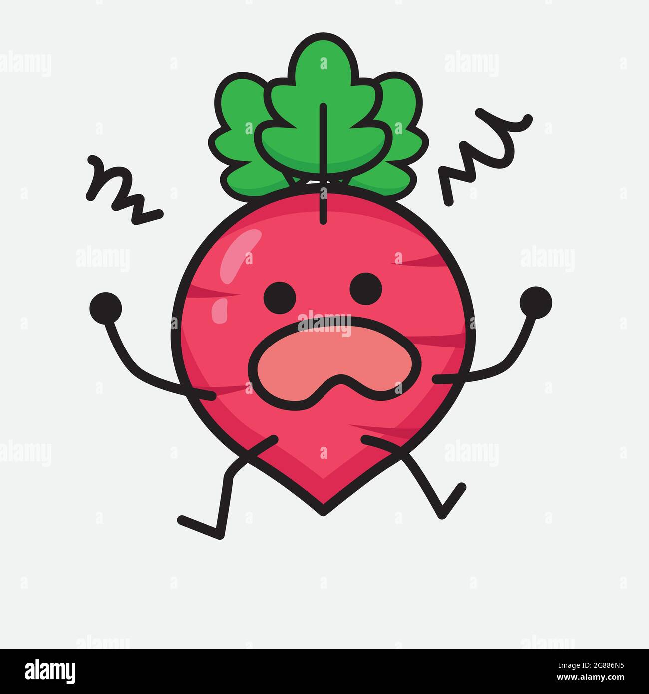 Vector Illustration of Red Radish Character with cute face and simple ...