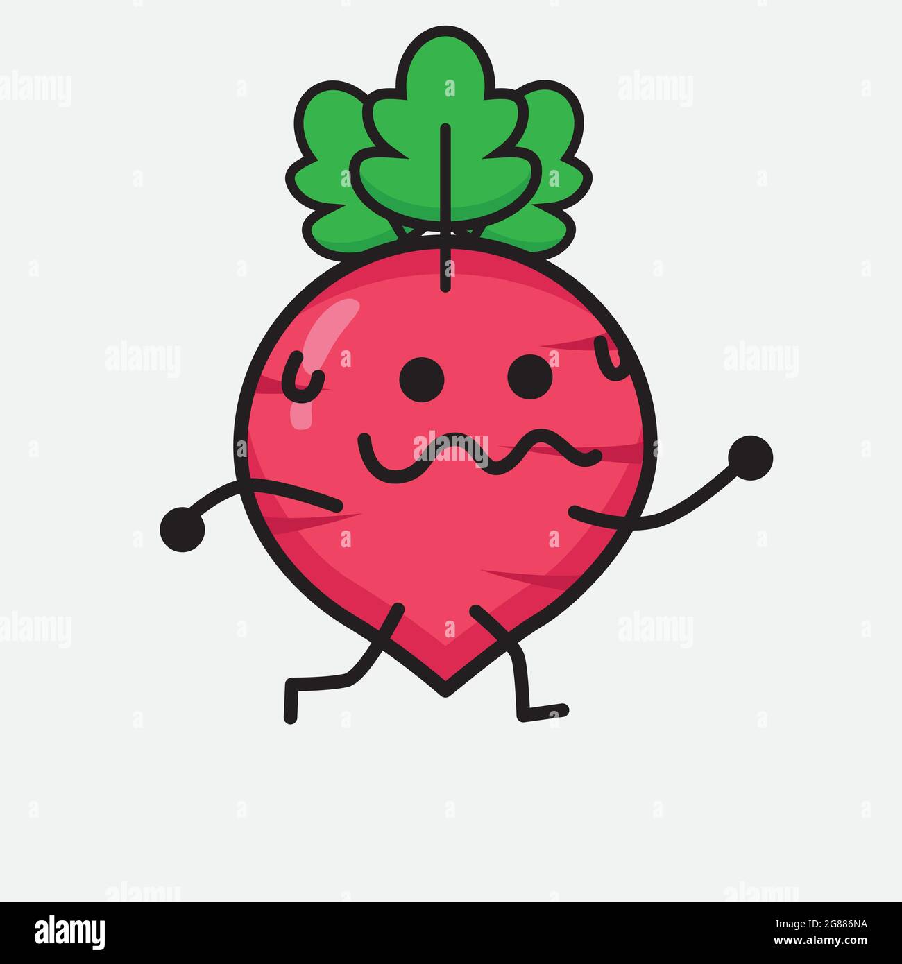 Vector Illustration of Red Radish Character with cute face and simple ...